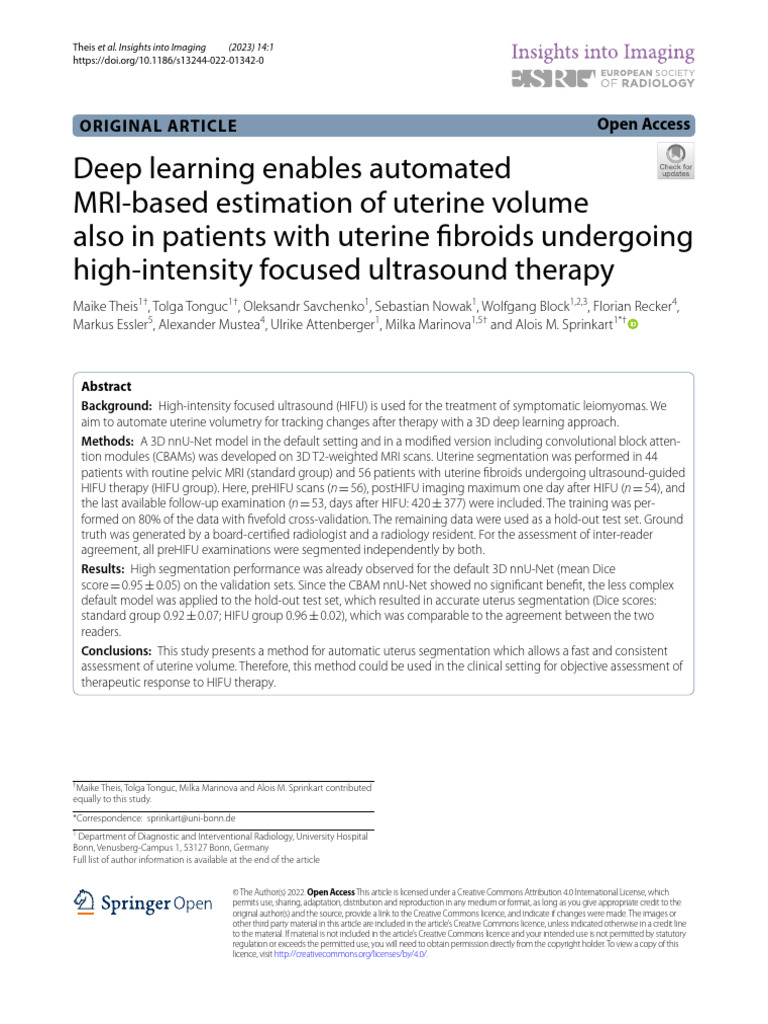 Deep Learning Enables Automated Mri Based Estimation Of Uterine Volume Also In Patients With