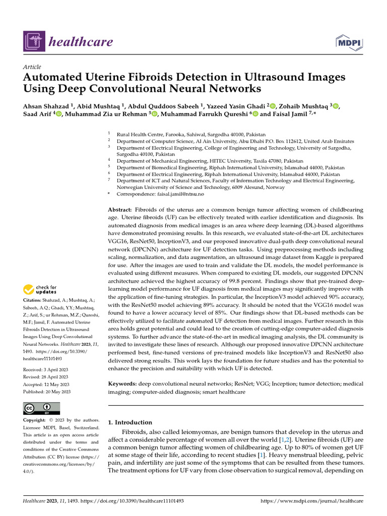 Automated Uterine Fibroids Detection in Ultrasound Images Using Deep Convolutional Neural ...