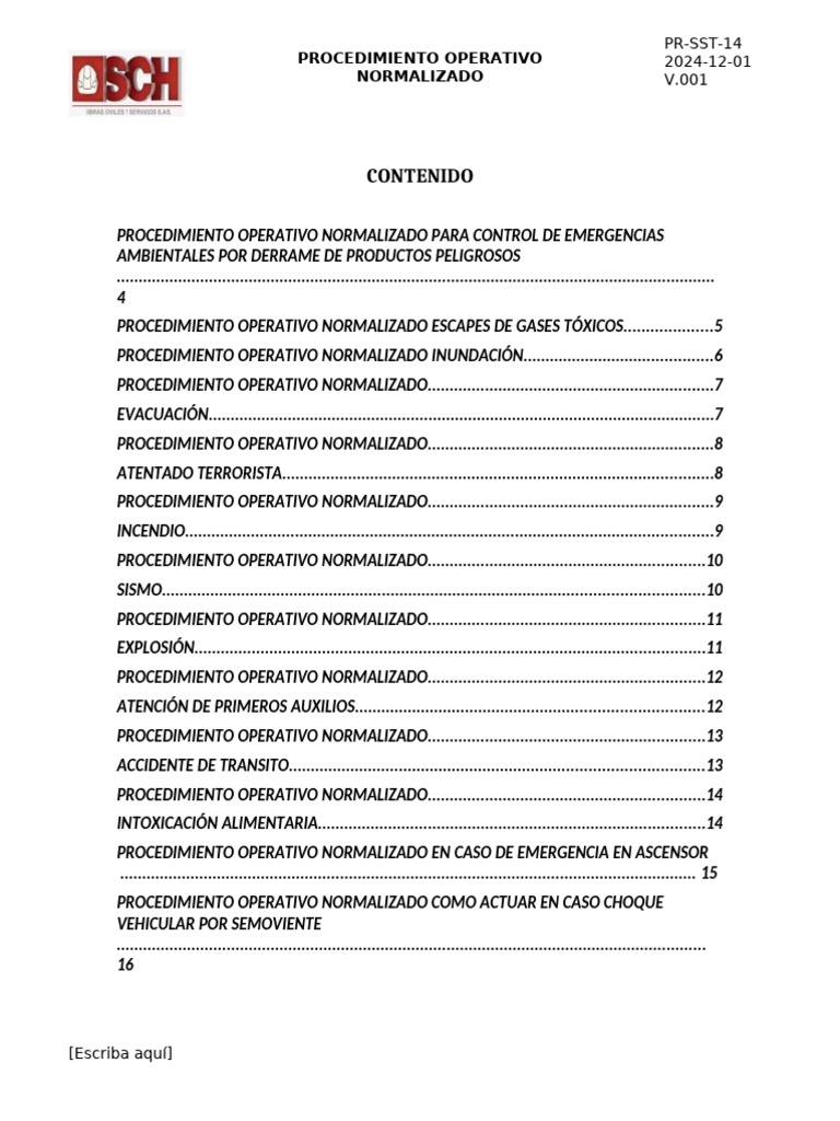 PROCEDIMIENTOS OPERATIVOS NORMALIZADOS - PONS | PDF | Toxicidad | Inundar