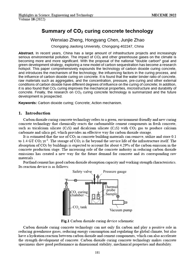 CO2 Curing Technology for Concrete | PDF | Concrete | Cement