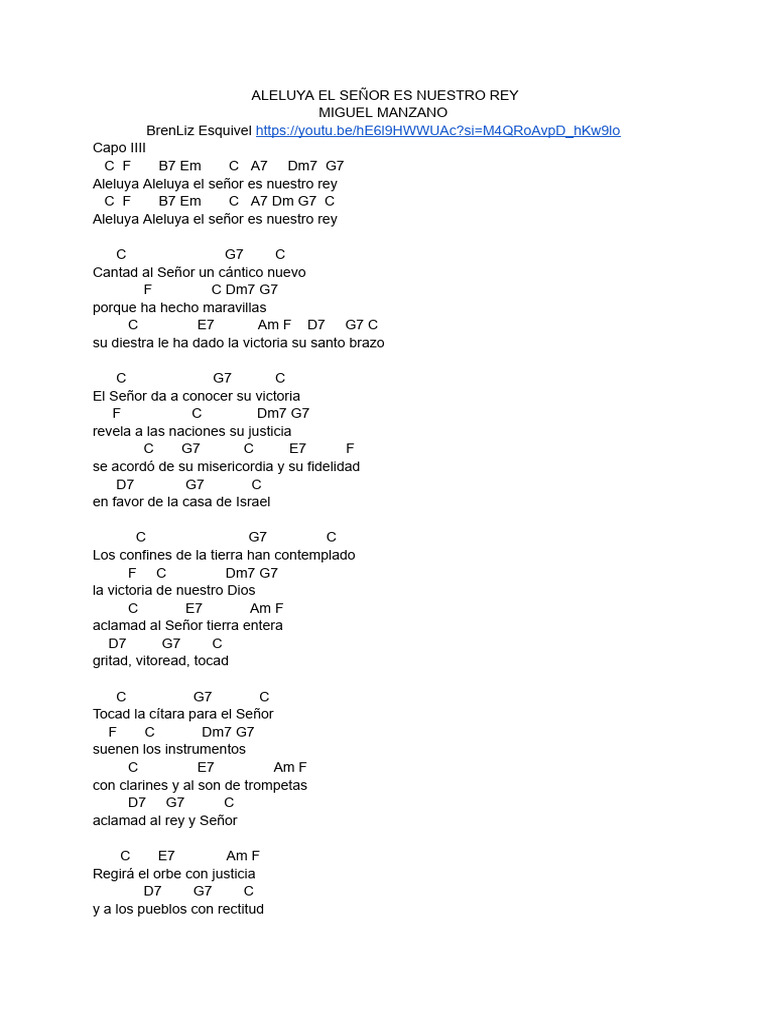 Aleluya El Señor Es Nuestro Rey | PDF