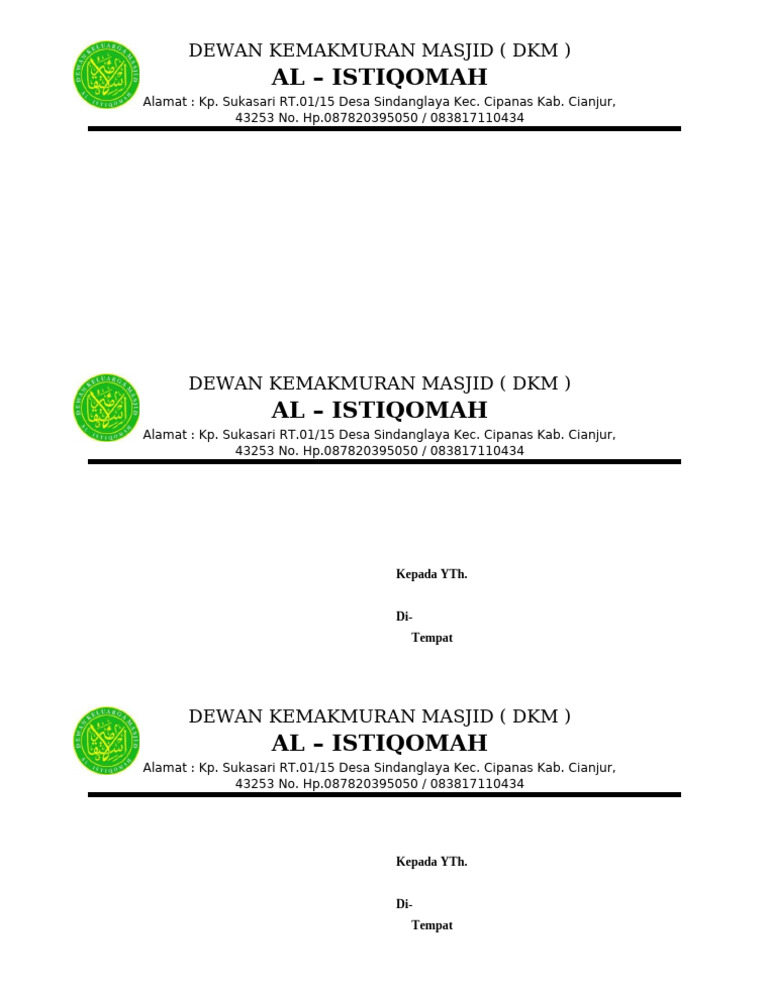 Amplop Besar DKM | PDF