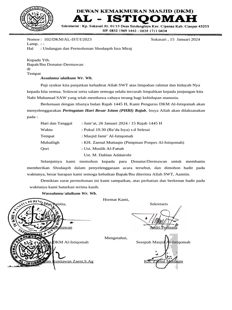 Sirkulir Rajab & Undangan Rajab 2024 | PDF