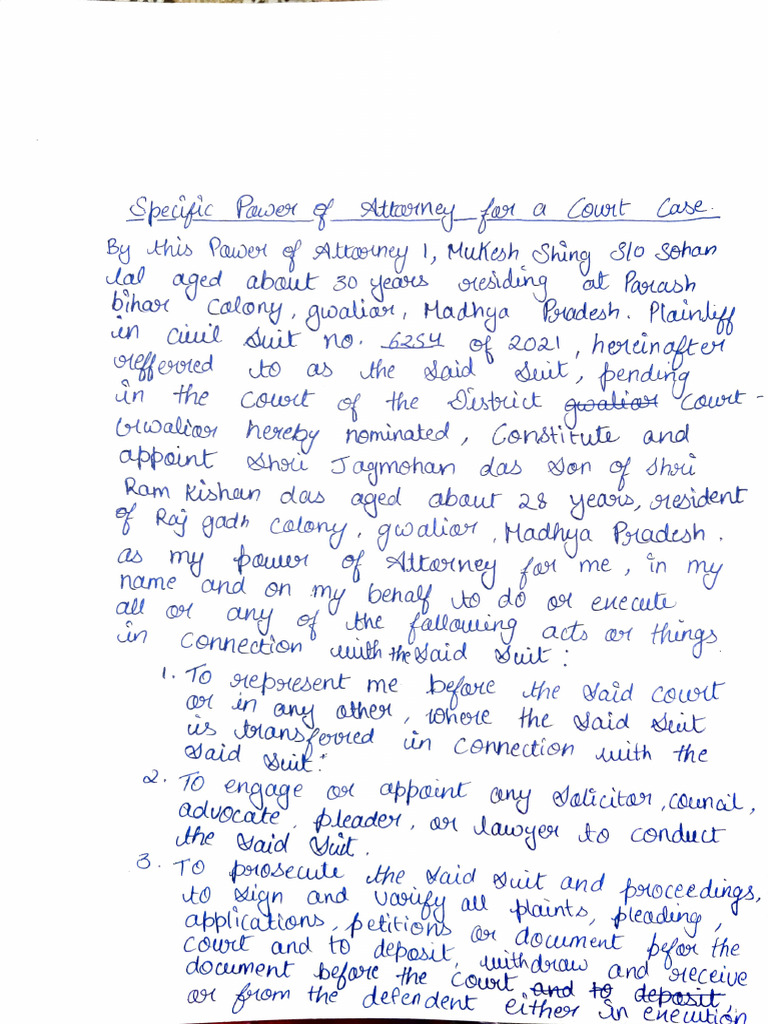 Power Of Attorney Drafts | PDF