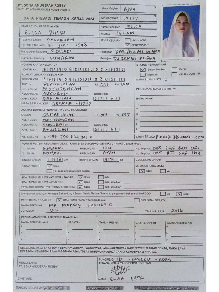 Isian Formulir | PDF