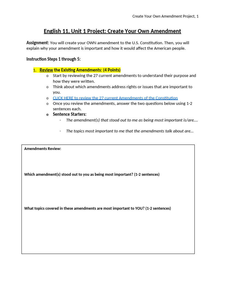 Create Your Own Constitutional Amendment | PDF | Justice | Crime & Violence