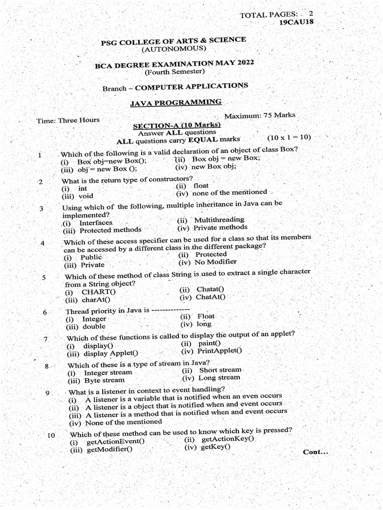 Java Programming - May 2022 | PDF