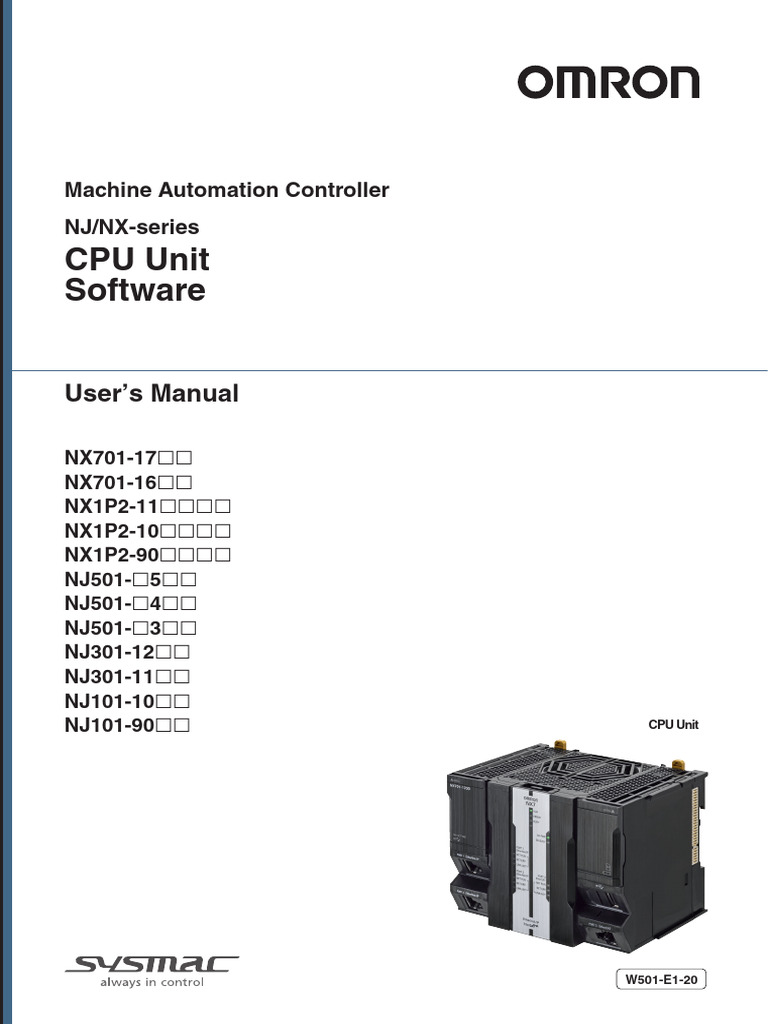 NJ/NX-Series CPU Unit Manual | PDF | Input/Output | Software
