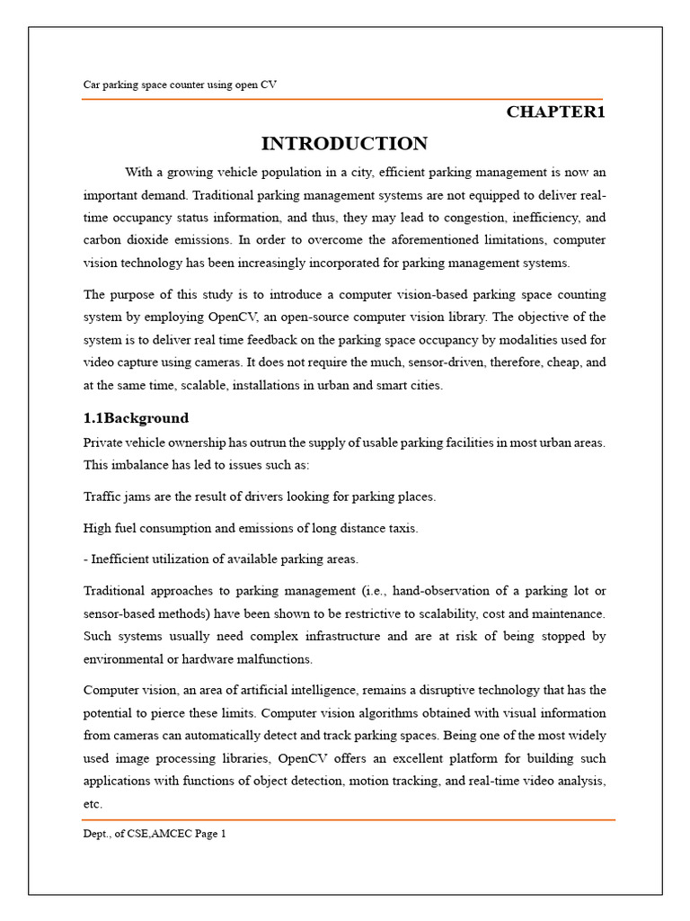 CV 1 | PDF | Computer Vision | Parking