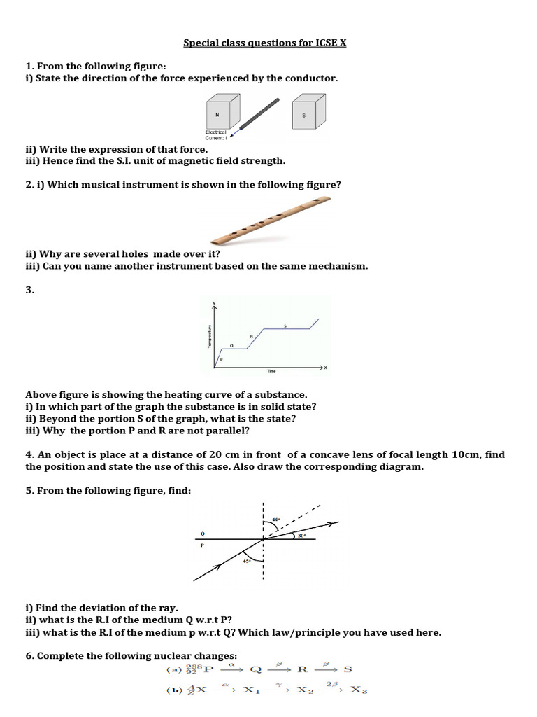Physics Sp. Class Quest. - X | PDF