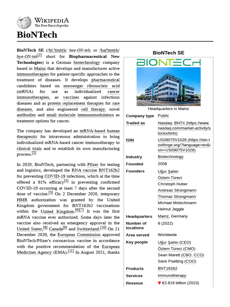 BioNTech (1) | PDF | Public Health | Life Sciences