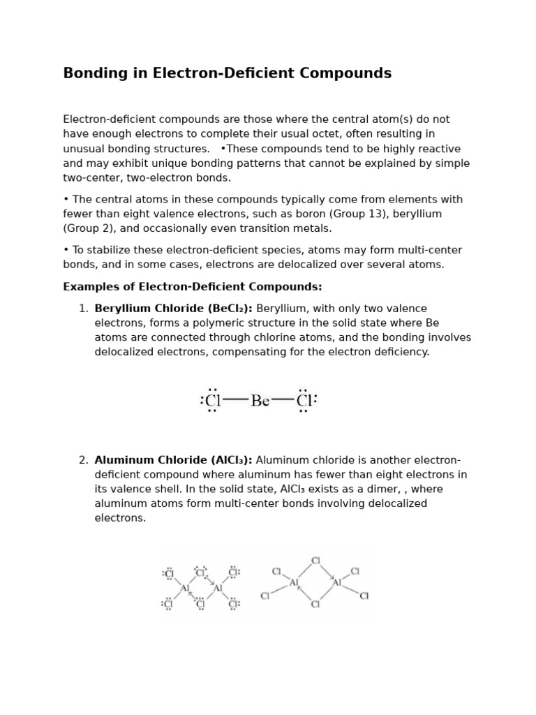 Bonding in Electon deficient compounds | PDF | Chemical Bond | Chemical ...