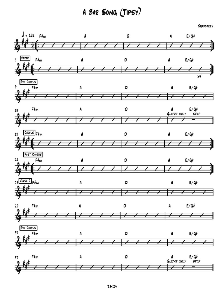 A Bar Song (Tipsy) Chords & Tabs | PDF | Songs | Musical Forms