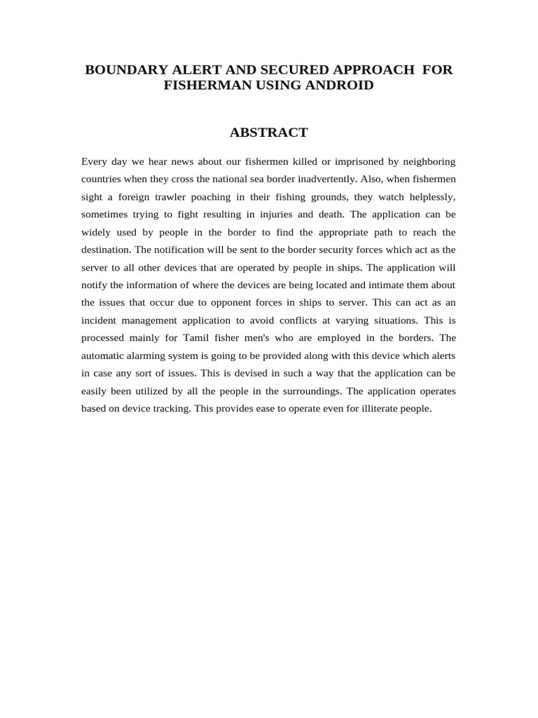 Boundary Alert and Secured Approach For Fisherma | PDF | Internet Of Things | Android (Operating ...