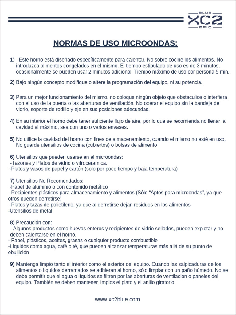 Normas Uso Microondas | PDF