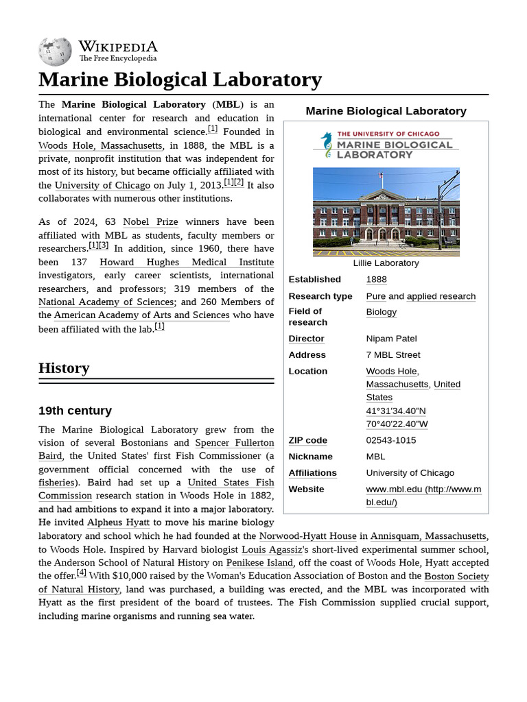 Marine Biological Laboratory | PDF