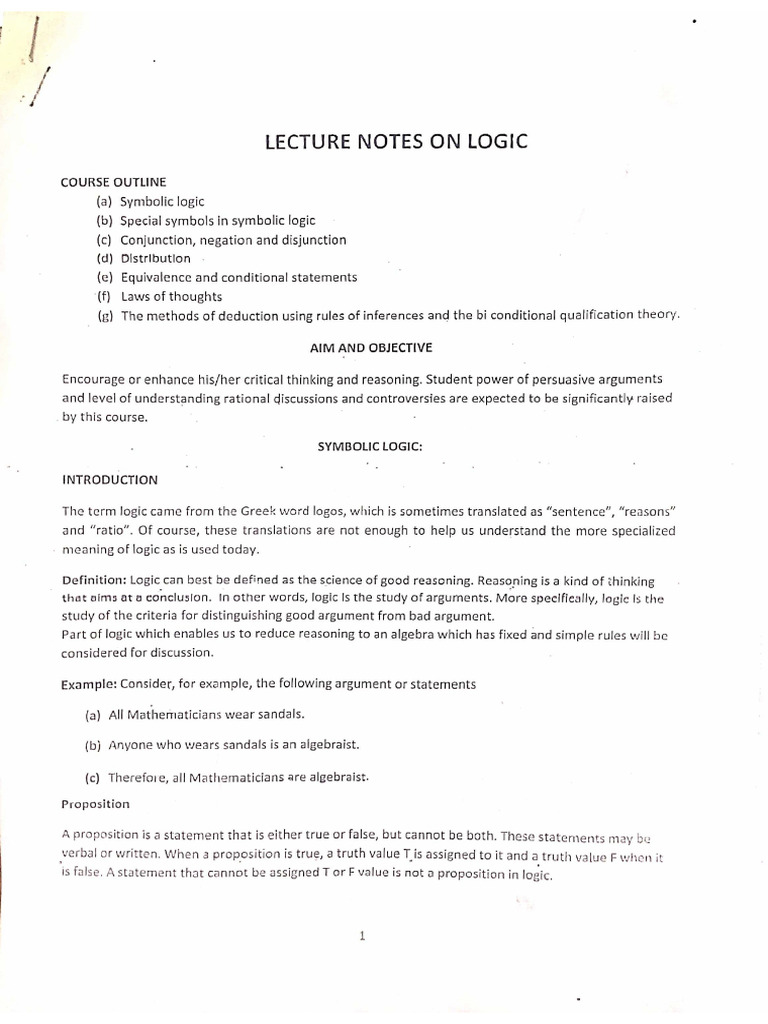 MTH203 Logic | PDF