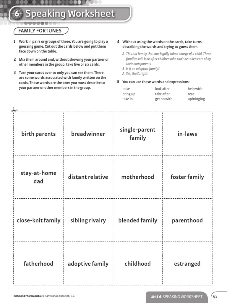 Achievers C1 Speaking Worksheet Unit 6 | PDF