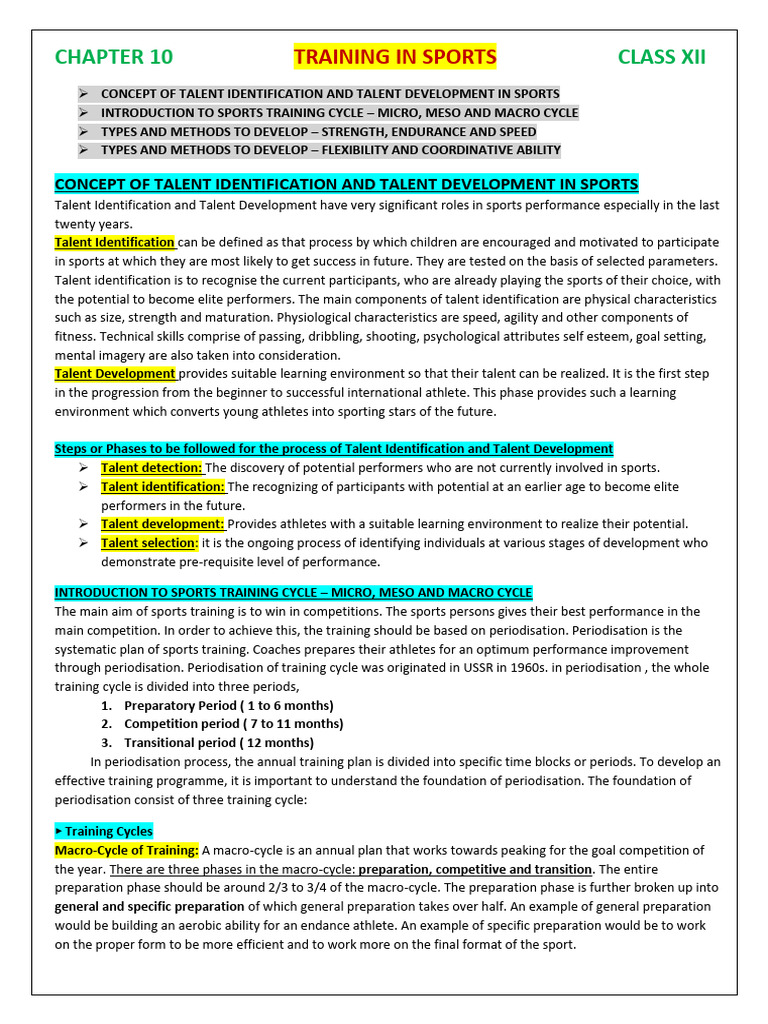 10 Training in Sports Xii 2024-25 | PDF | Strength Training | Physical ...