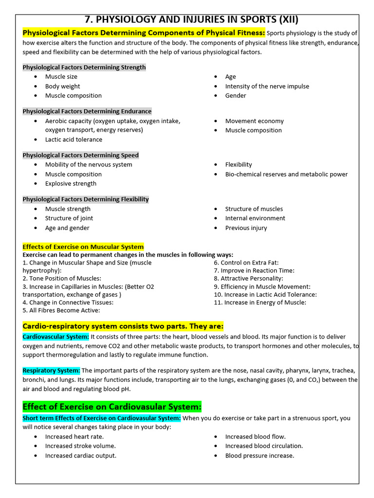 7__PHYSIOLOGY_AND_INJURIES_IN_SPORTS_XII_2024-25 | PDF | Respiratory ...