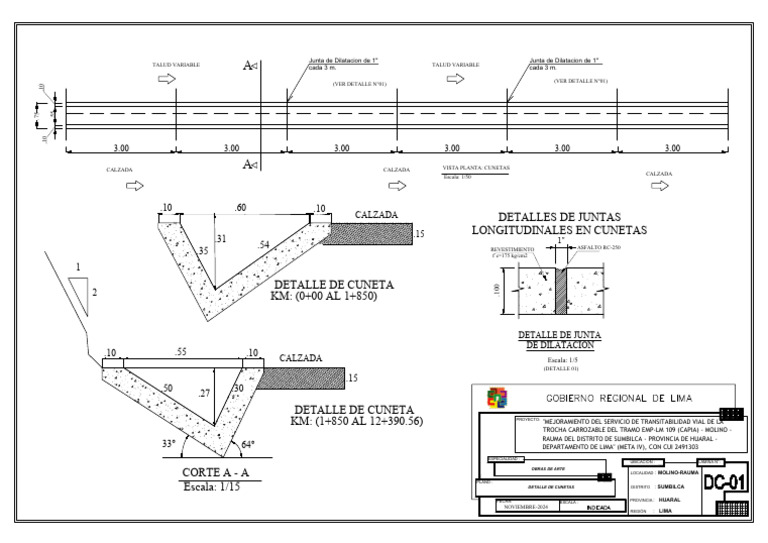 Plano de Detalle de Cuneta | PDF
