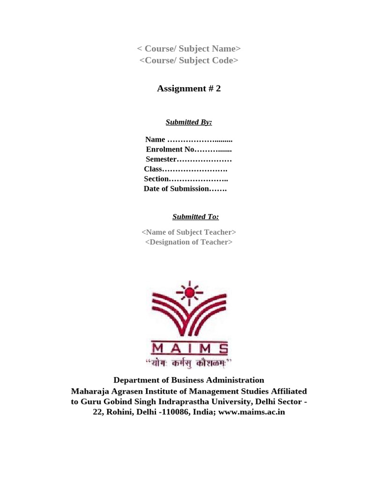 Assignment Cover Page | PDF