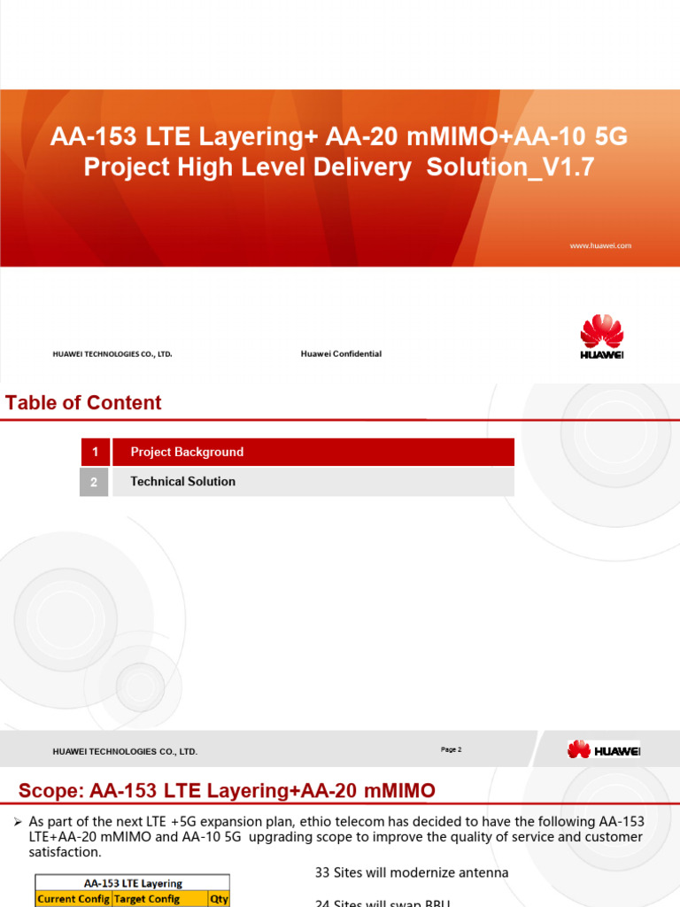 AA 153 LTE Layering+ AA 20 MMIMO+AA 10 5G Project High Level Delivery | PDF | Electronics ...
