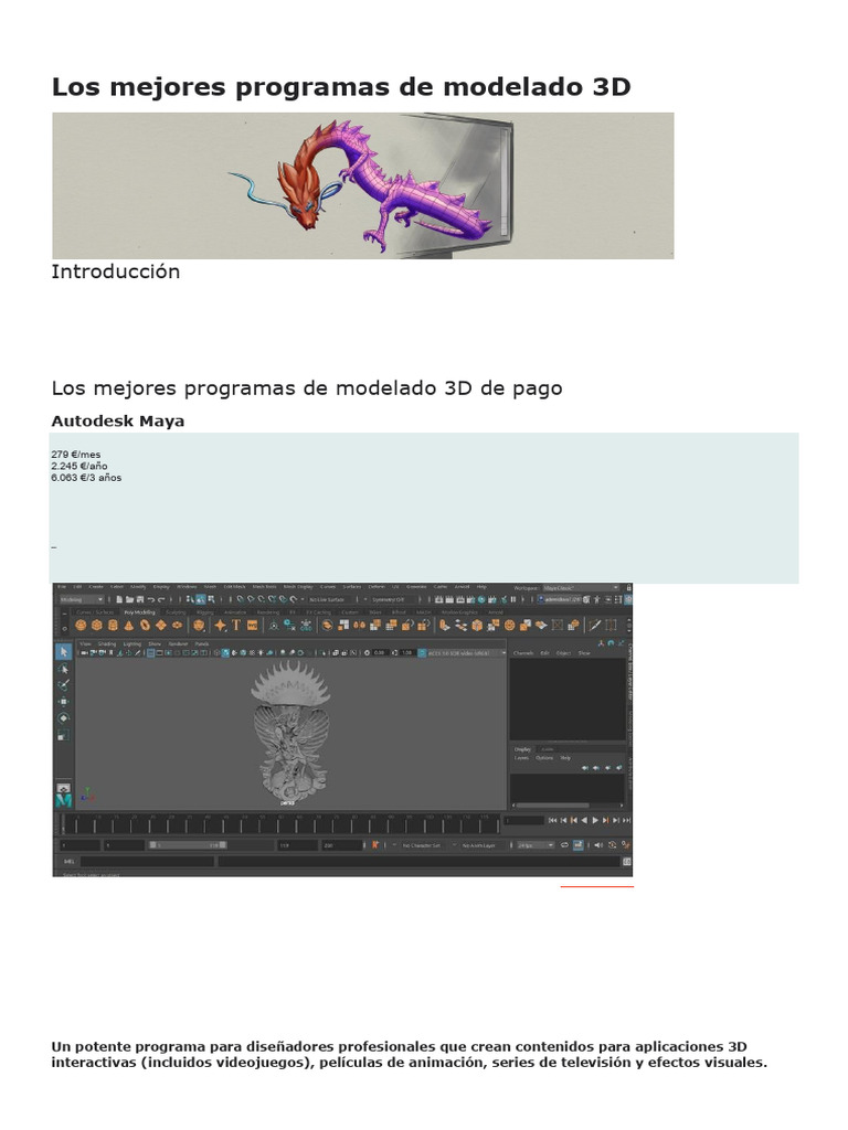 Los Mejores Programas de Modelado 3D | PDF | Autodesk Maya | modelado 3D