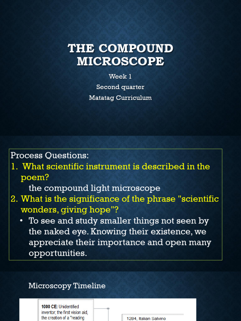 Week 1 the Compound Microscope | PDF | Microscope | Lenses