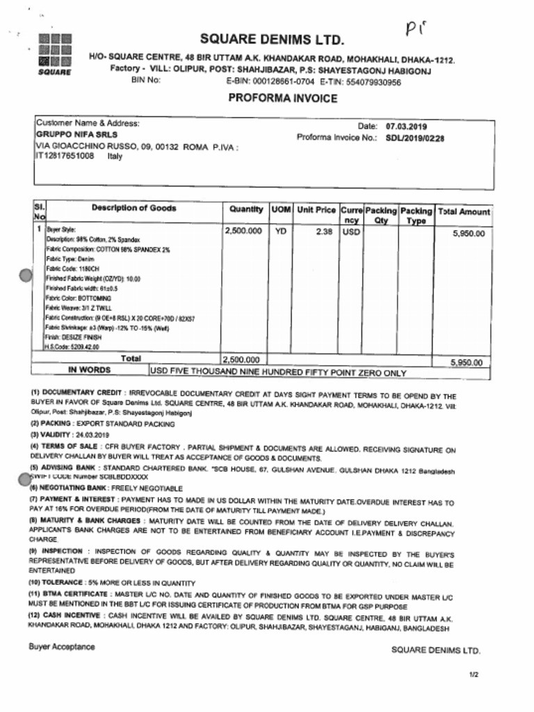 Proforma | PDF
