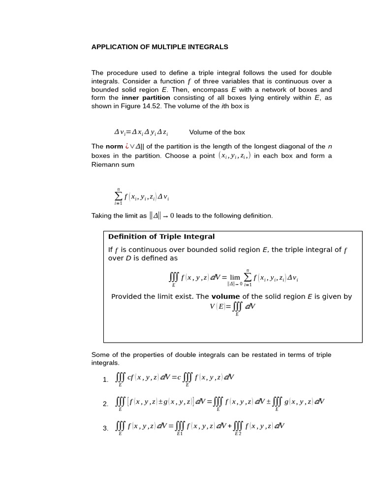 Triple Integrals: Definition and Applications | PDF | Integral ...