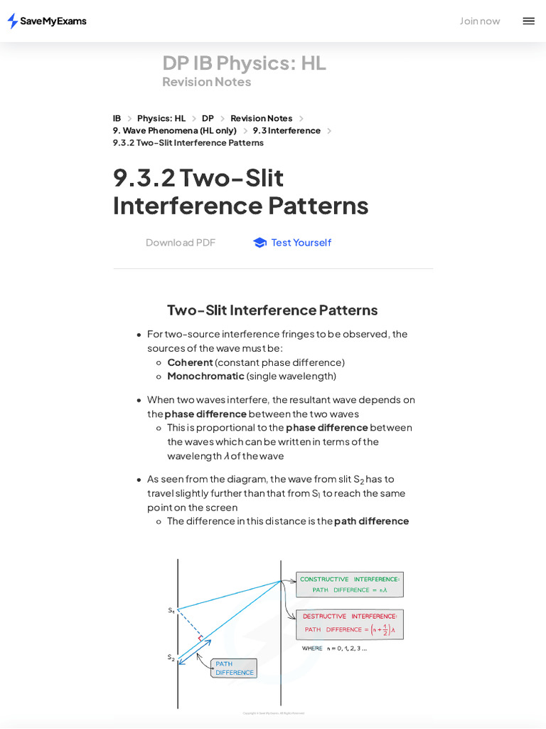 Two-Slit Interference Patterns (9.3.2) _ DP IB Physics_ HL Revision ... Two-Slit Interference Patterns (9.3.2) _ DP IB Physics_ HL Revision ...