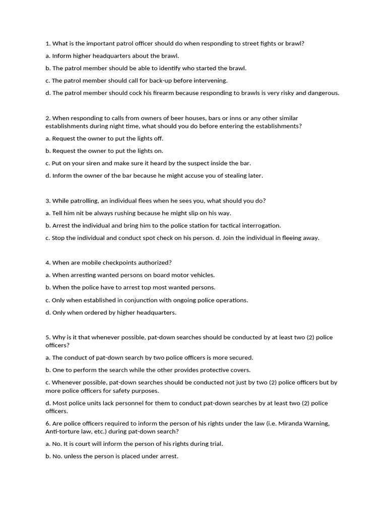 Lea Sample Quiz Pdf Police Traffic