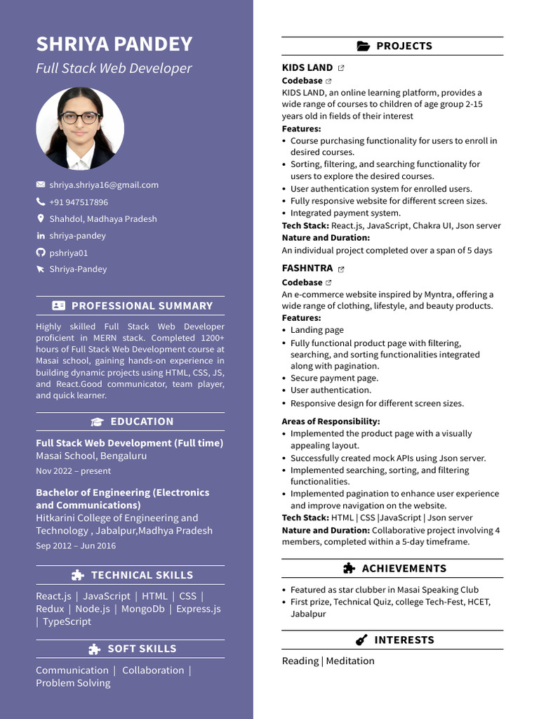 Full Stack Developer Profile | PDF | Web Development | Java Script