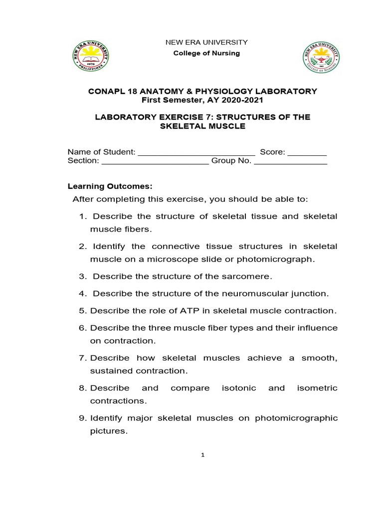 Laboratory Exercise 7 Fillable | PDF | Human Leg | Foot