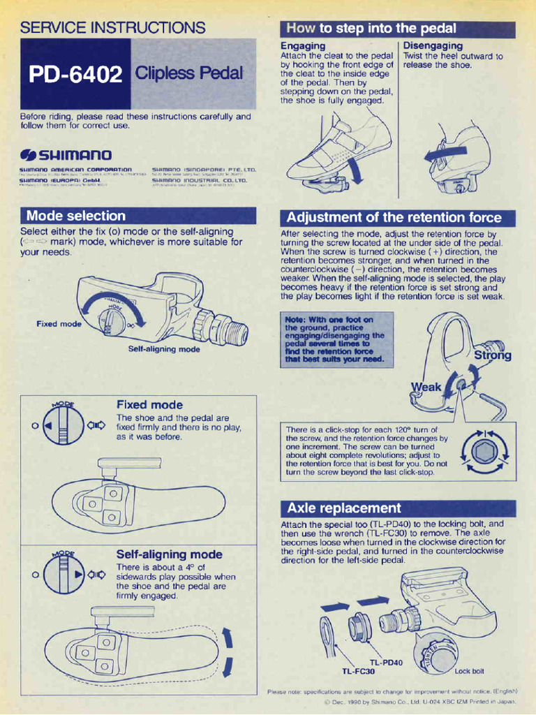 Shimano PD-6402 Pedal Service Instructions - Manualzz | PDF