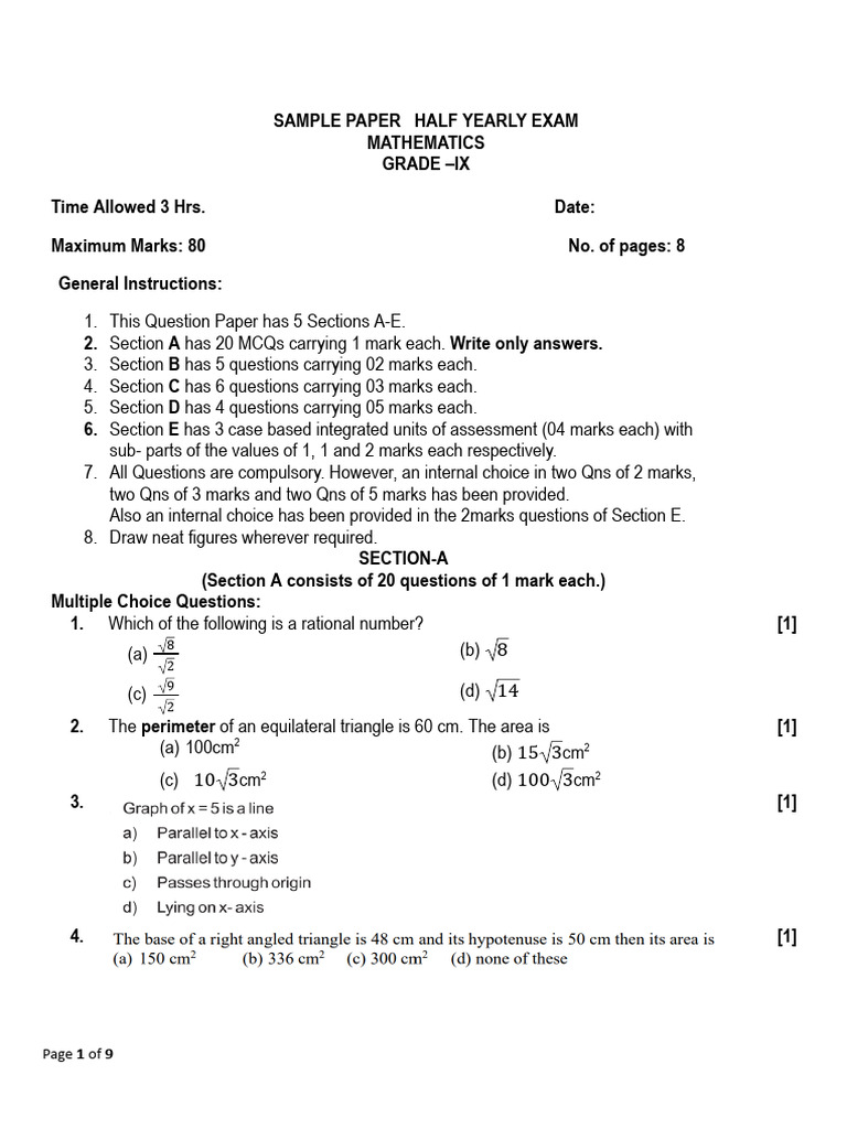 Sample UAE study paper | PDF | Polynomial | Area