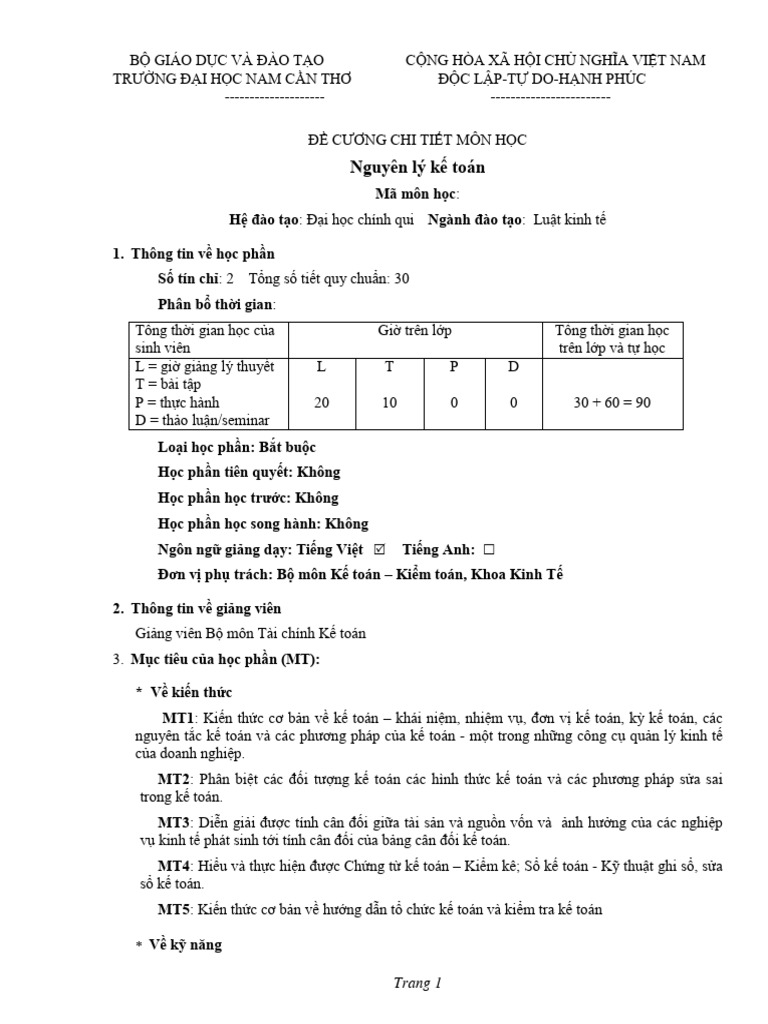 Luat Decuong Nguyen Ly Ke Toan | PDF