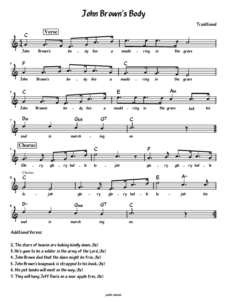 John Browns Body Lead Sheet With Lyrics | PDF | Musical Forms | Songs