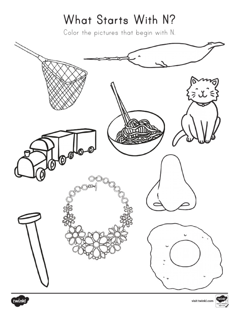 What Starts With N Activity Sheet | PDF
