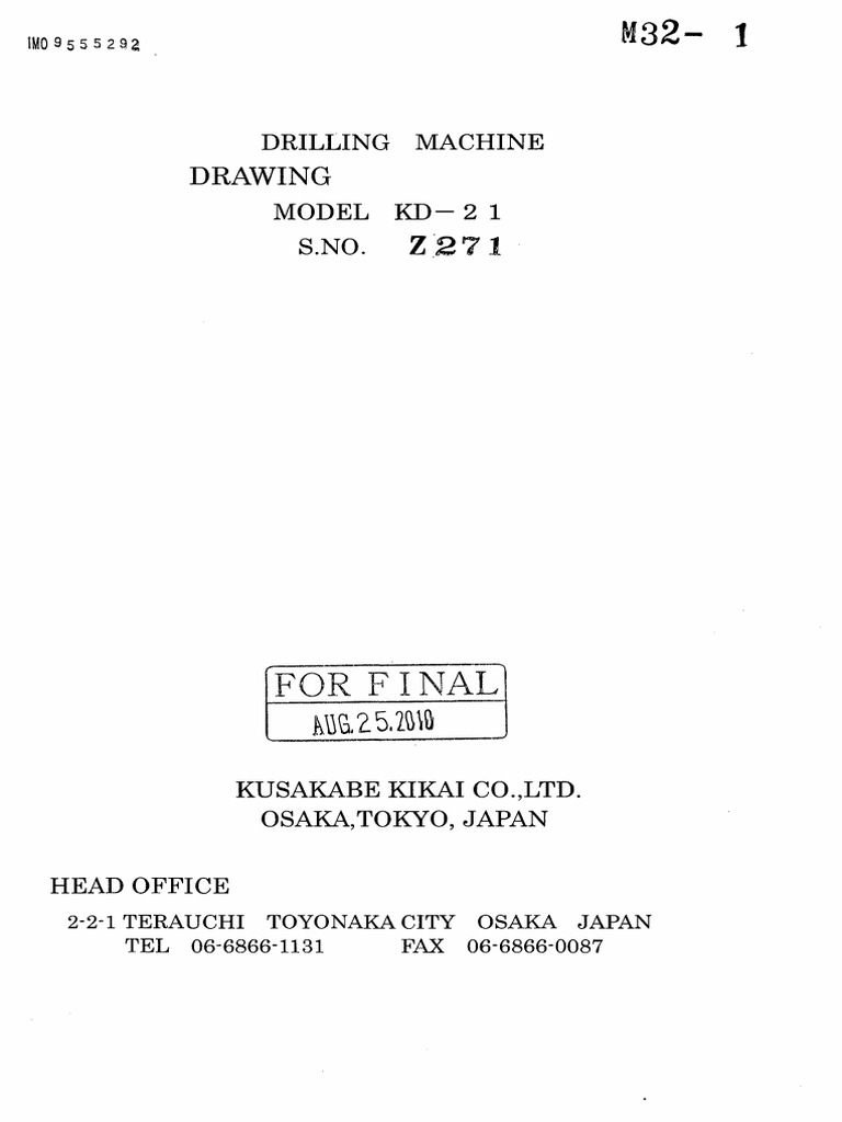 M32-1 Drilling Machine FINAL DRAWING | PDF | Physical Quantities ...