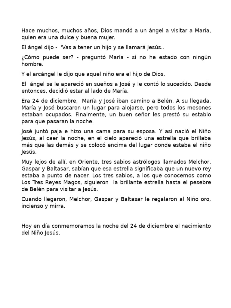 Cuento Nacimiento de Jesús | PDF
