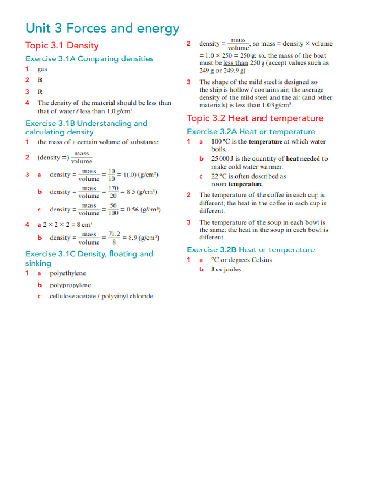 Y9 Workbook Answers Chapter 3 | PDF