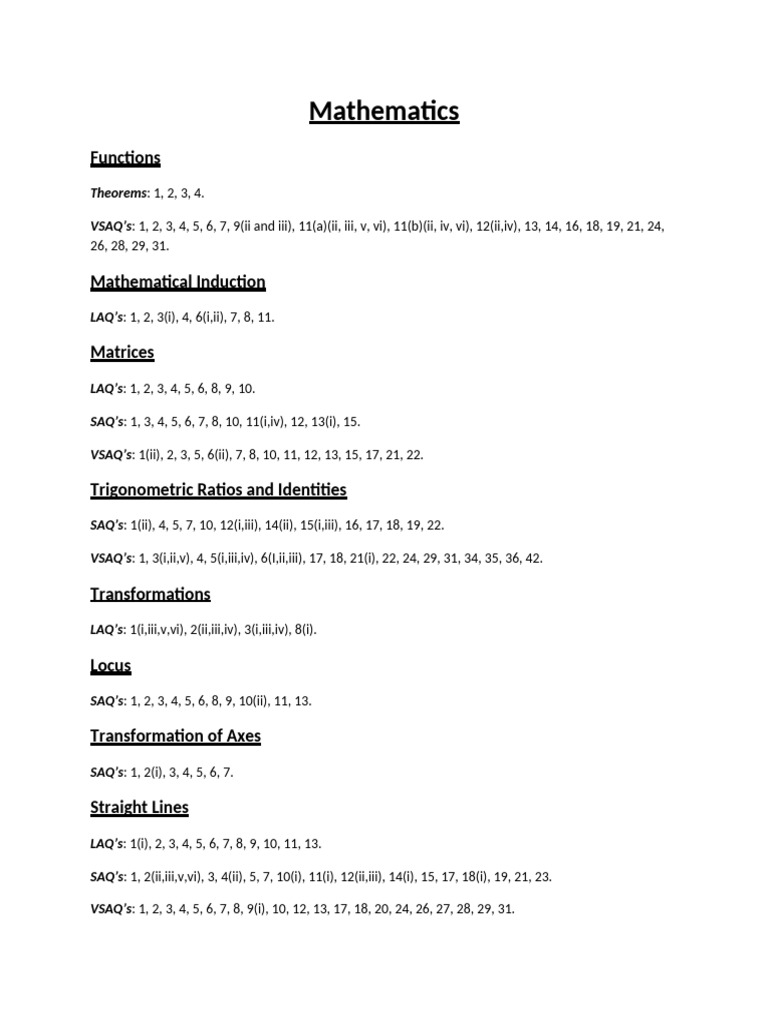 Mathematics: Functions & Theorems | PDF
