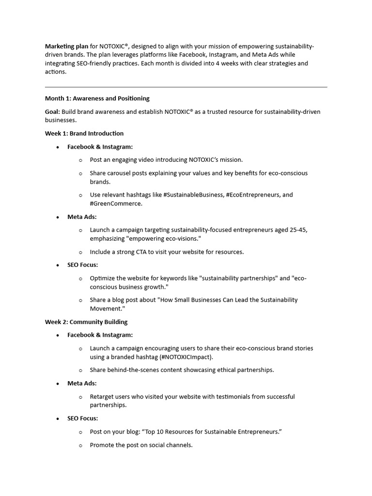 Marketing Plan For NOTOXIC | PDF | Search Engine Optimization ...