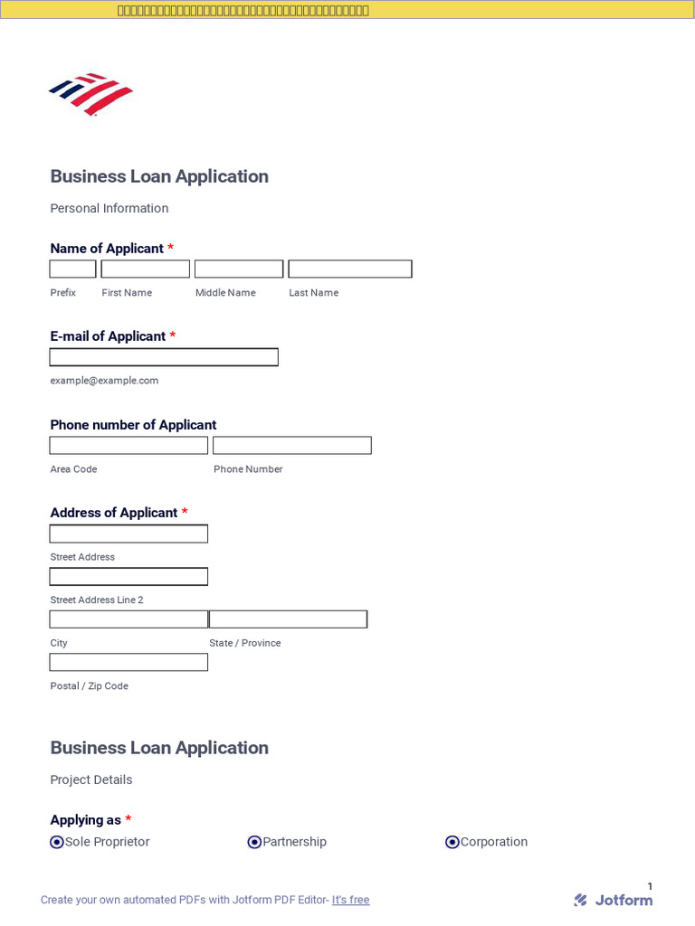 Business Loan Application Template | PDF