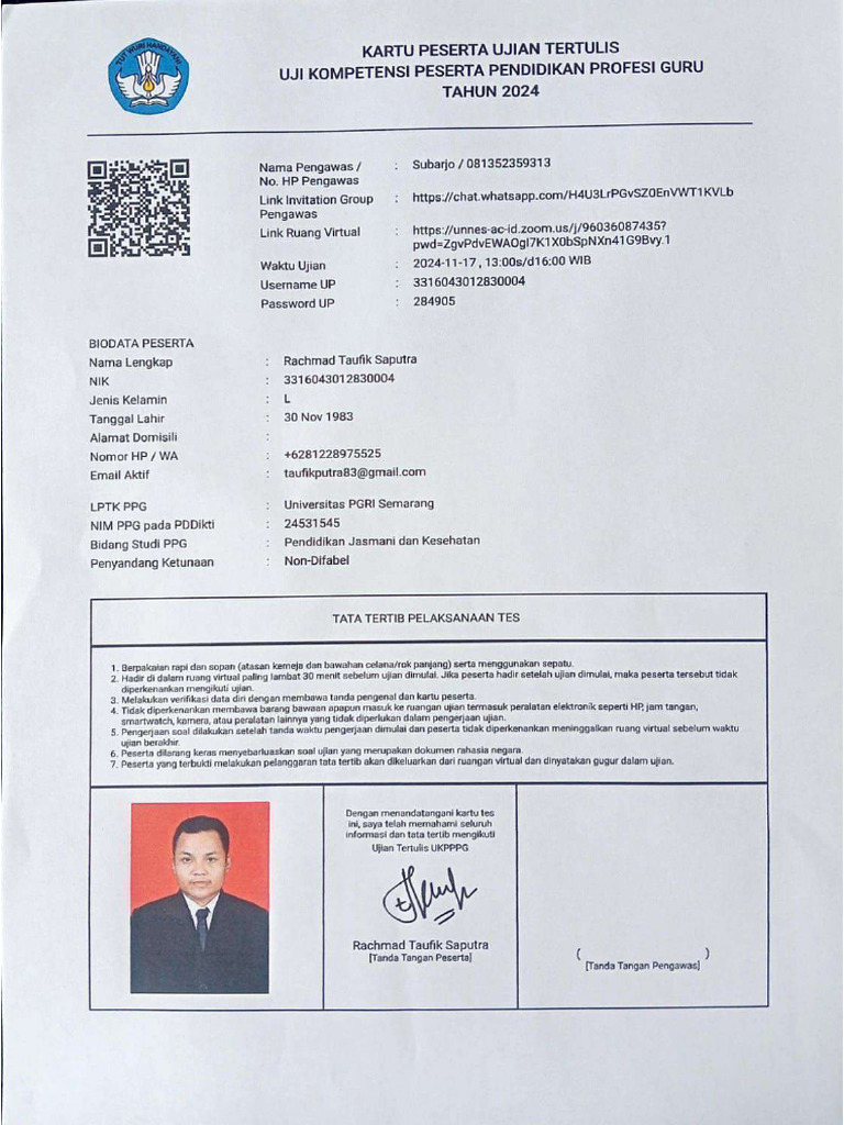 KARTU UJIAN_TAUFIK | PDF