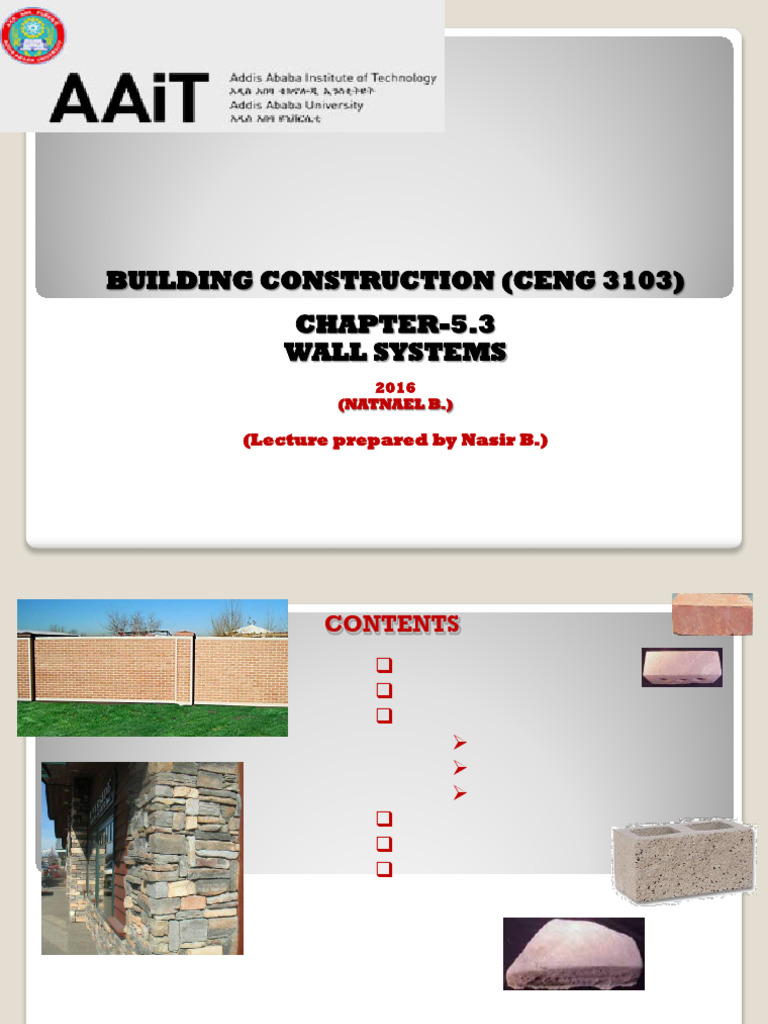 Chapter-5.3 Wall System | PDF | Rock (Geology) | Brick