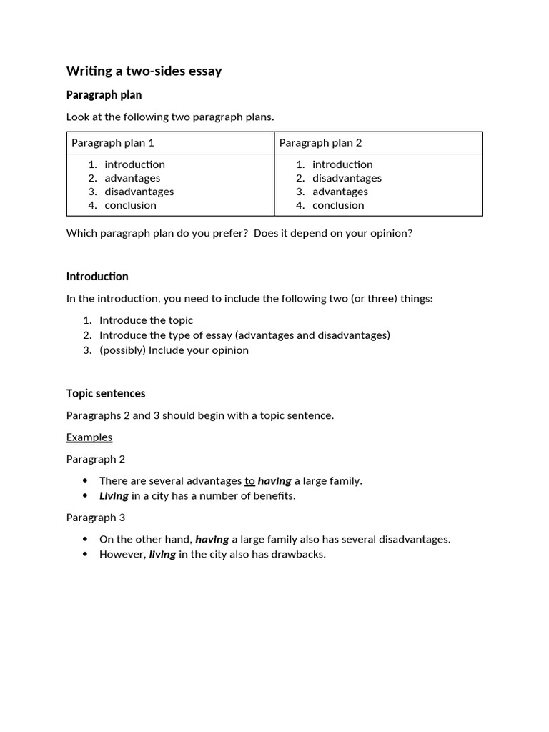 Guide to Writing a Two-Sided Essay | PDF