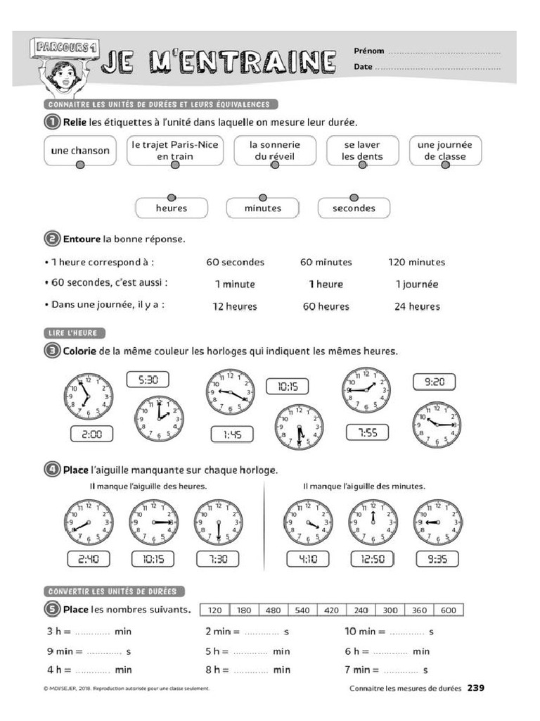 Exercices CM1 1 2 3 Parcours | PDF